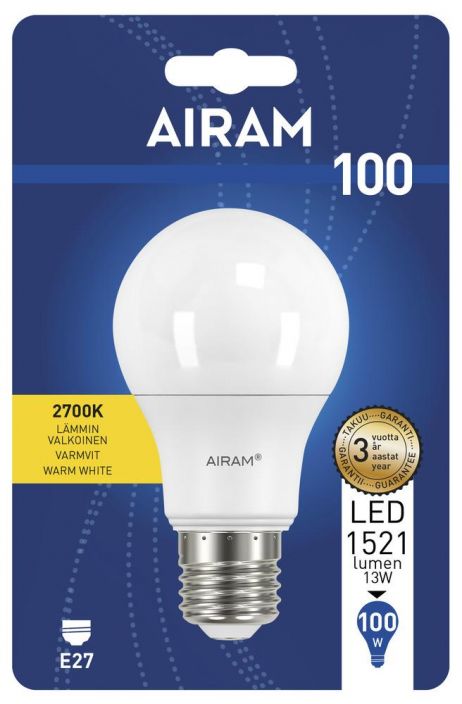 Airam LED-classic lamppu E27 2700K 1521lm - Mikrokulma verkkokauppa